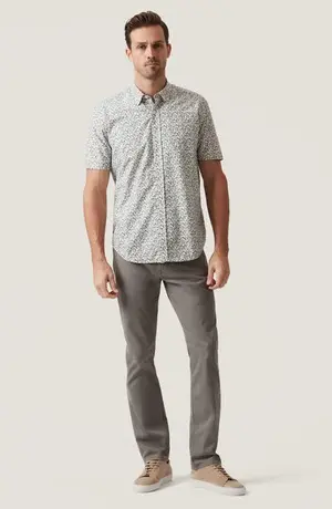 34 Heritage Grove Short Sleeve Cotton & Lyocell Button-up Shirt - Olive
