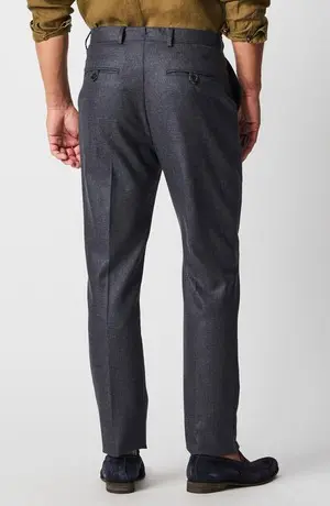 Billy Reid Flat-front Silk & Virgin Wool Dress Pants - Charcoal
