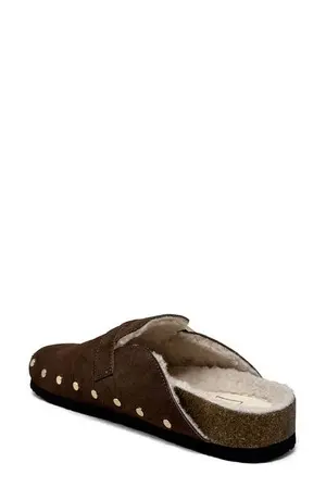 SHU SHOP Faux Shearling Lined Clogs - Brown Suede