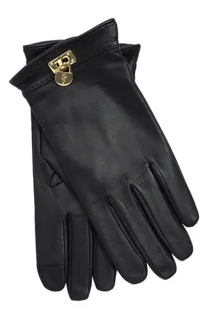 Ralph Lauren Logo Plate Leather Gloves