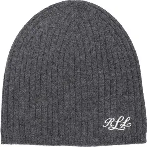 Ralph Lauren Signature Cashmere Beanie - Grey Onyx