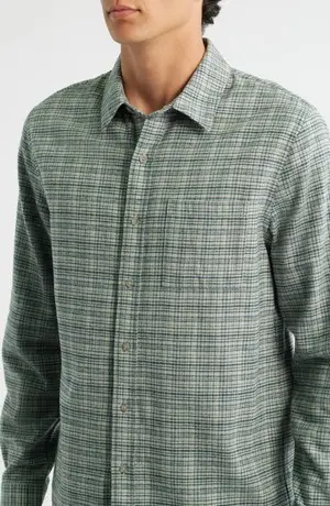 Vince Highclere Plaid Flannel Button-up Shirt - Pistachio Combo