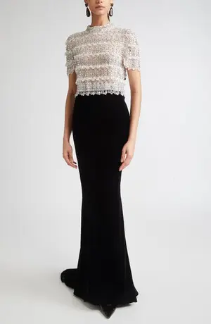 Carolina Herrera Velvet Trumpet Skirt With Train