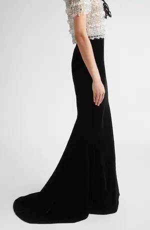 Carolina Herrera Velvet Trumpet Skirt With Train