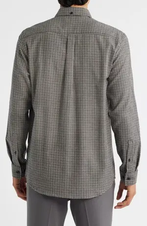 LES DEUX Konrad Microcheck Flannel Button-down Shirt - Gargoyle