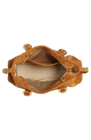 Alexander McQueen Small Farringdon Suede Satchel - Tan/gold