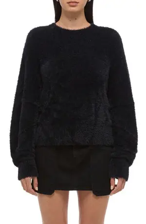 Helmut Lang Apex Eyelash Faux Fur Sweater - Black