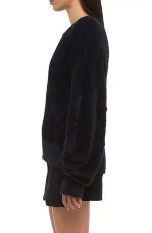 Helmut Lang Apex Eyelash Faux Fur Sweater - Black