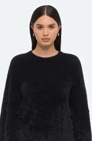 Helmut Lang Apex Eyelash Faux Fur Sweater - Black