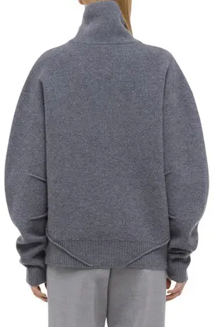 Helmut Lang Apex Quarter Zip Wool Sweater - Med Grey