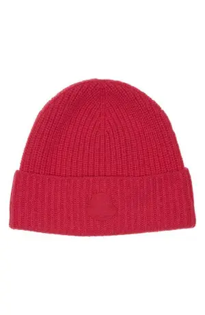 Moncler Embroidered Cashmere Beanie - Candy Apple