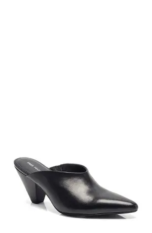 Free People Pointed Toe Cone Heel Mule - Black Leather
