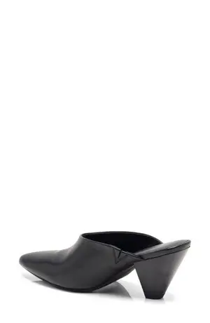 Free People Pointed Toe Cone Heel Mule - Black Leather