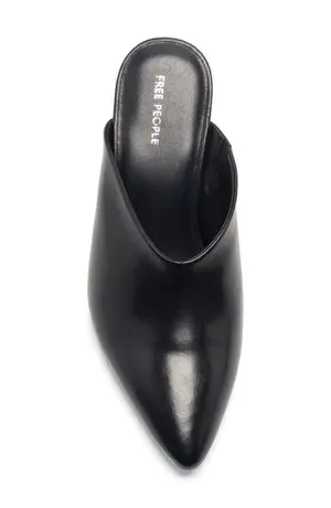 Free People Pointed Toe Cone Heel Mule - Black Leather