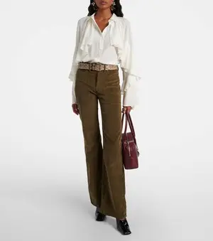 Veronica Beard High-rise Wide-leg Corduroy Pants - Brown