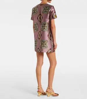 La DoubleJ Swing Satin Jacquard Mini Dress - Pink