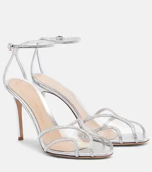 GIANVITO ROSSI Isabel 95 Embellished Sandals - Silver