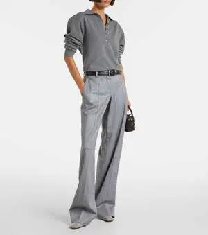 Stella McCartney Striped Wool Wide-leg Trousers