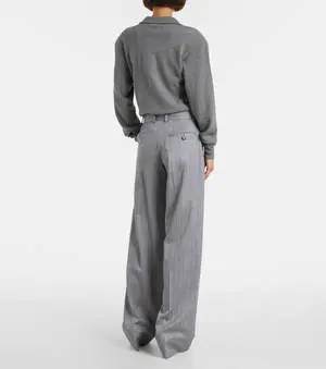 Stella McCartney Striped Wool Wide-leg Trousers