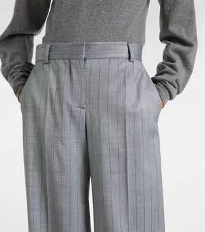 Stella McCartney Striped Wool Wide-leg Trousers