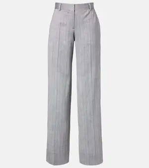 Stella McCartney Striped Wool Wide-leg Trousers - Grey
