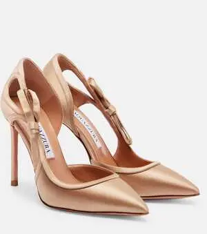 AQUAZZURA Soave 105 Bow-detail Pumps - Gold