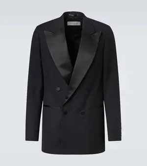 Dries Van Noten Double-breasted Wool And Silk Suit Jacket