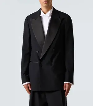 Dries Van Noten Double-breasted Wool And Silk Suit Jacket