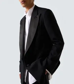 Dries Van Noten Double-breasted Wool And Silk Suit Jacket