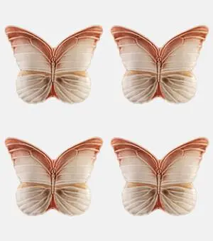 BORDALLO PINHEIRO Set Of 4 Ceramic Bread Plates Claudia Schiffer - Red