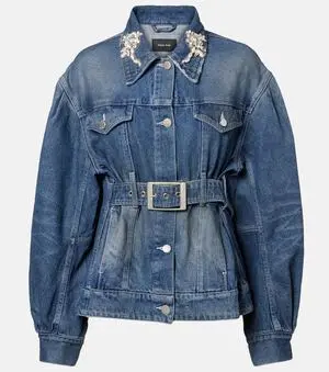 Simone Rocha Embellished Denim Jacket - Blue