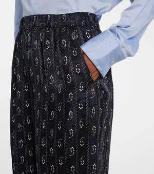 Tory Burch Paisley Jacquard Wide-leg Pants - Blue