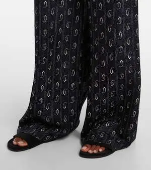 Tory Burch Paisley Jacquard Wide-leg Pants - Blue