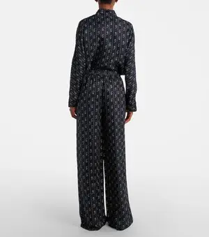 Tory Burch Paisley Jacquard Wide-leg Pants - Blue