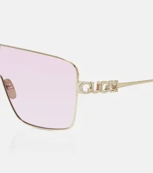 Gucci Crystal-embellished Shield Sunglasses