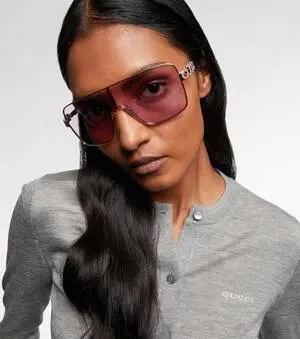 Gucci Crystal-embellished Shield Sunglasses