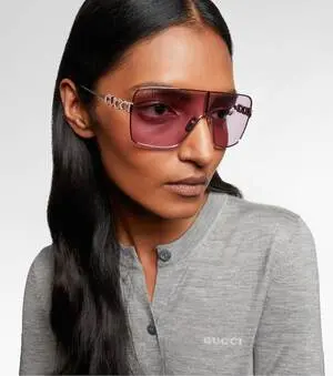 Gucci Crystal-embellished Shield Sunglasses