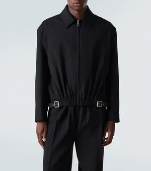 Loewe Belted Wool Blouson With Leather Trim