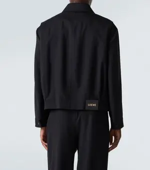 Loewe Belted Wool Blouson With Leather Trim