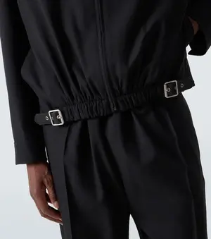 Loewe Belted Wool Blouson With Leather Trim