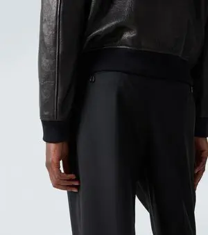 Saint Laurent Shearling-trimmed Leather Bomber Jacket - Black