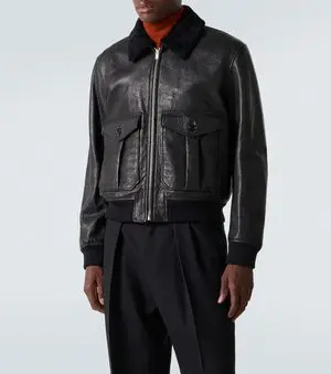 Saint Laurent Shearling-trimmed Leather Bomber Jacket