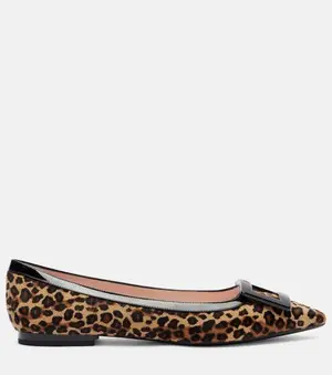 ROGER VIVIER Gommette Ball Calf Hair Ballet Flats - Black