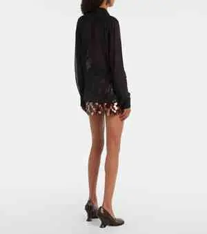 Dries Van Noten Crystal-embellished Sheer Shirt - Blue