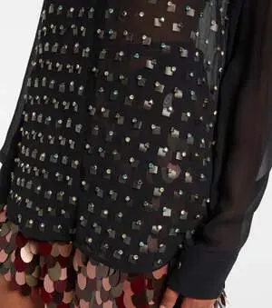 Dries Van Noten Crystal-embellished Sheer Shirt - Blue