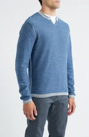 Johnnie-o Jamesy Cotton Notched Neck Sweater