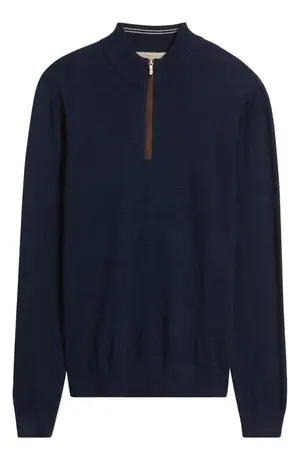 Johnnie-o Raynor Merino Wool Quarter Zip Sweater - Navy