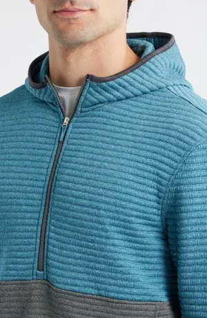 Johnnie-o Werner Rib Colorblock Half Zip Hoodie - Mercury
