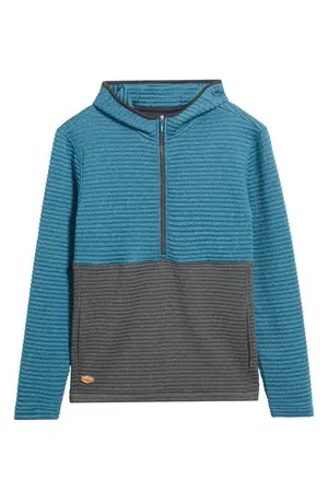 Johnnie-o Werner Rib Colorblock Half Zip Hoodie - Mercury
