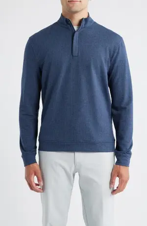 Johnnie-o Rubin Herringbone Quarter Zip - Navy